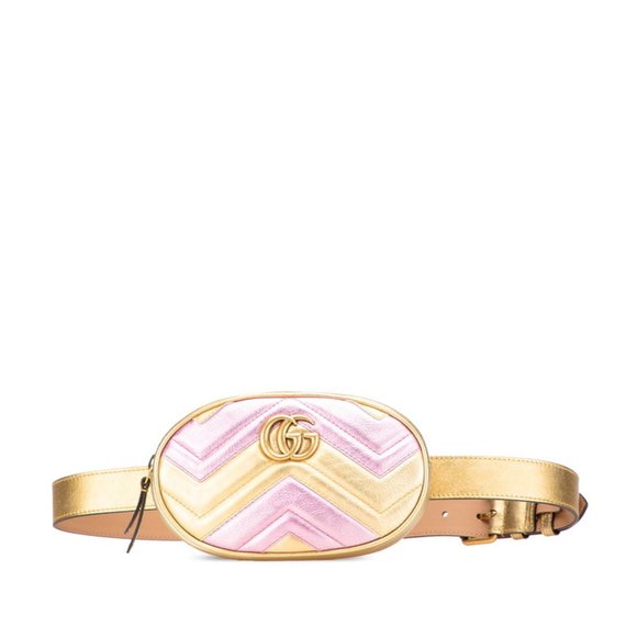 Gucci | Bags | Gucci Authentic Pink Leather Gg Marmont Fanny Pack ...